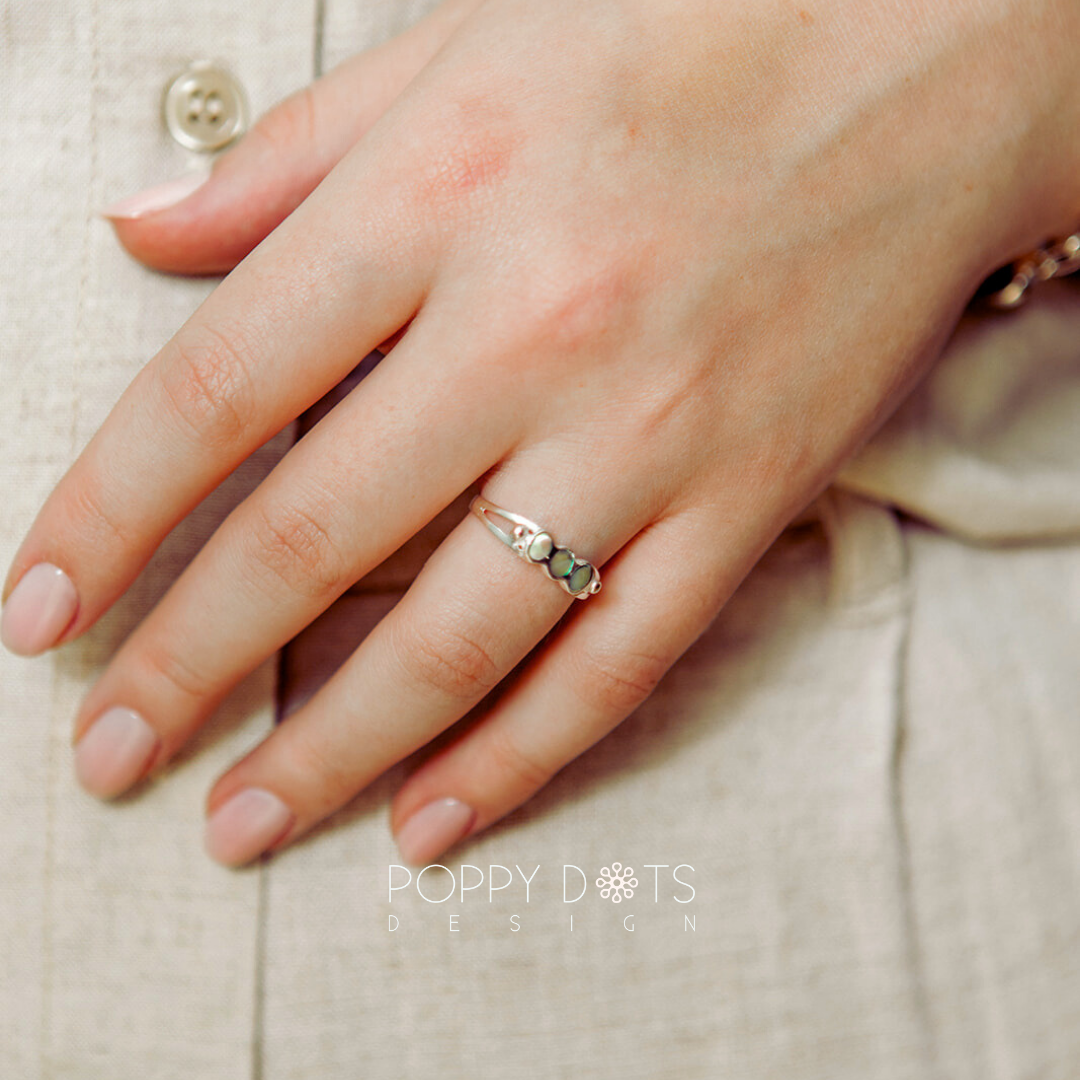 Sterling Silver Triple Oval Shell Ring – Poppy Dots Design