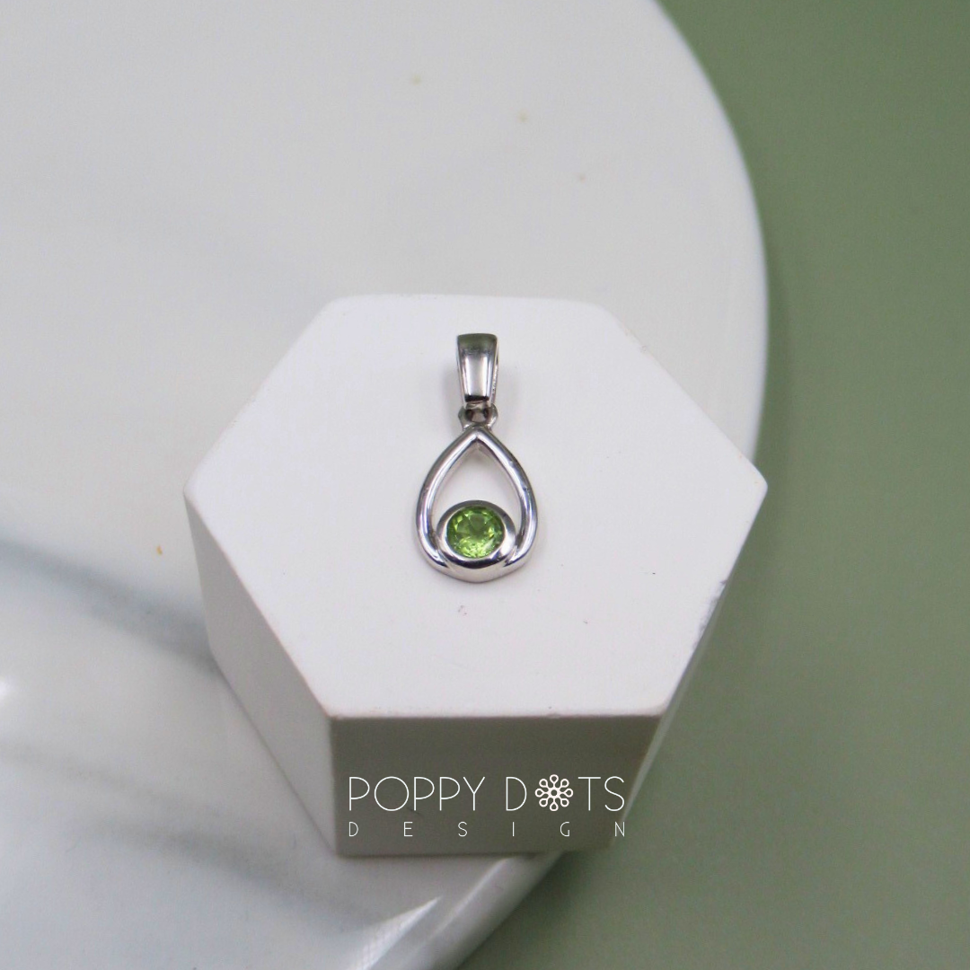 Sterling Silver Peridot Teardrop Slider Pendant | Dainty Deluxe – Poppy ...